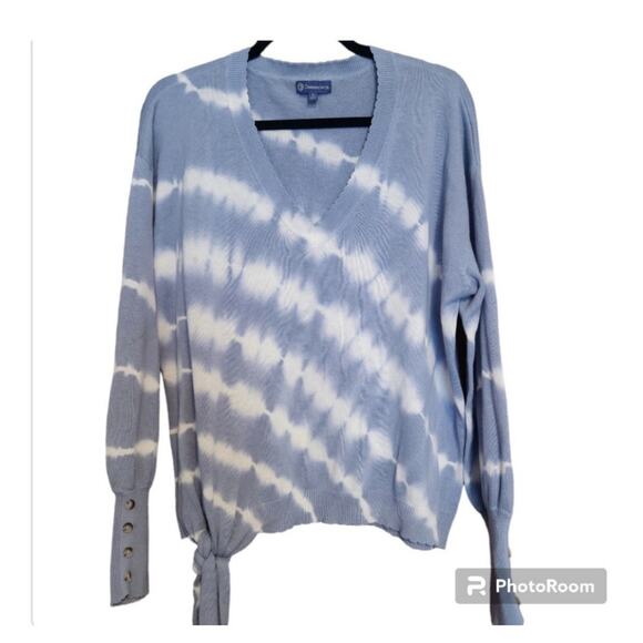 Democracy | Sweaters | Democracy Sweater Blue White Striped Tye Dye ...